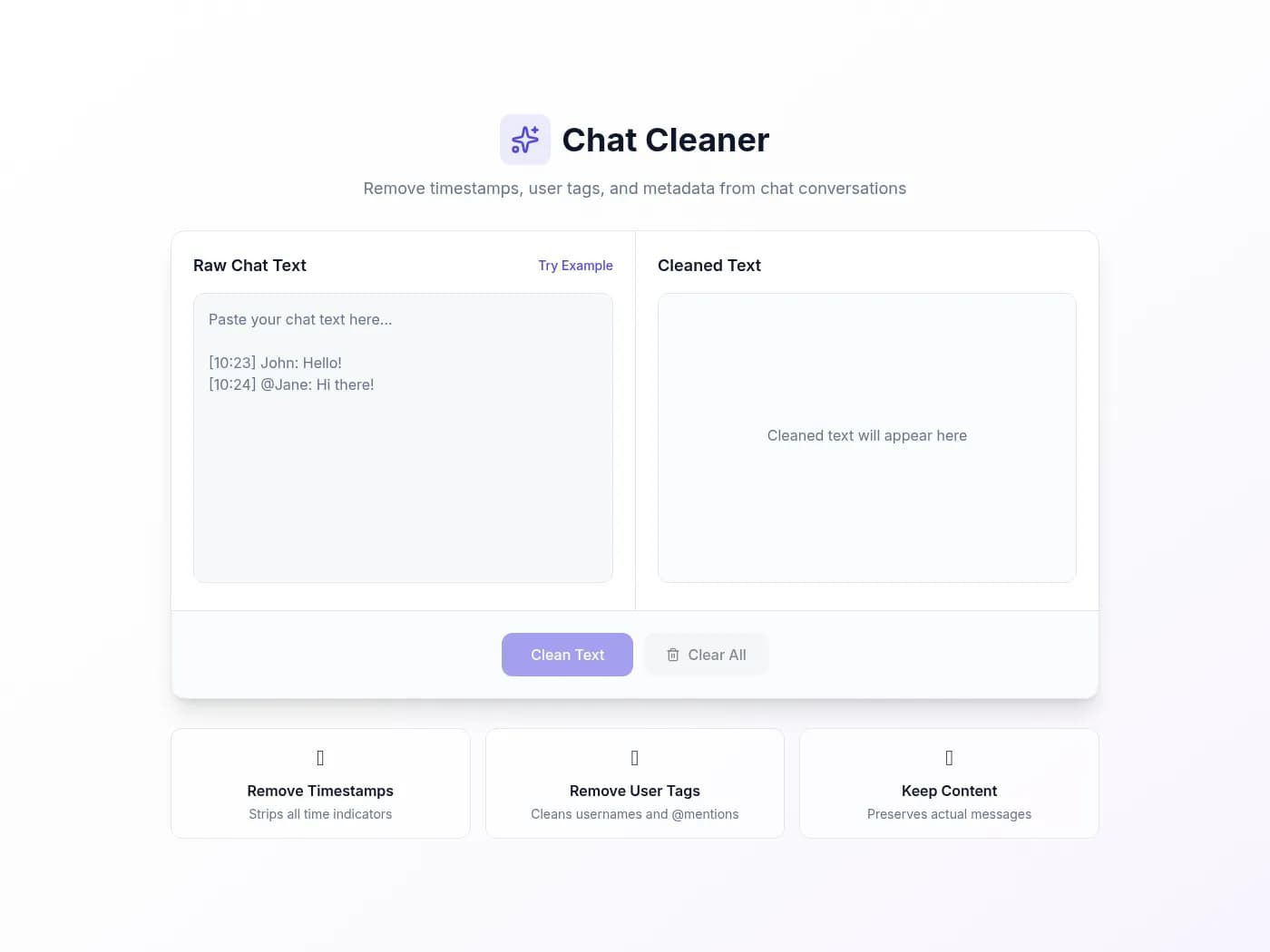 Chat Cleaner Text Utility
