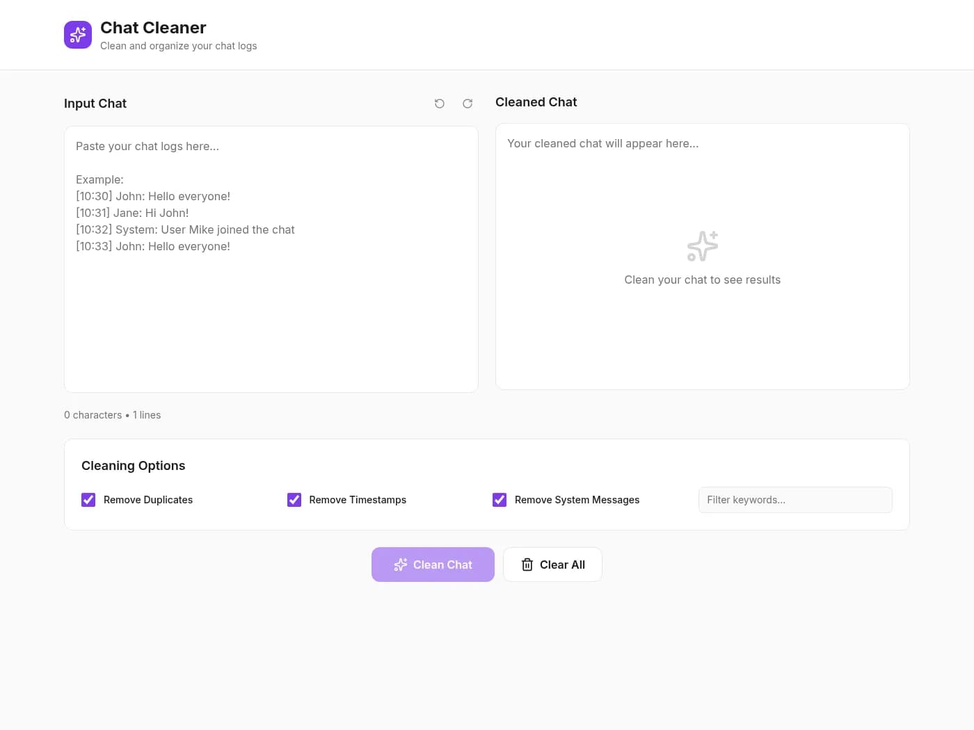 Chat Cleaner Tool