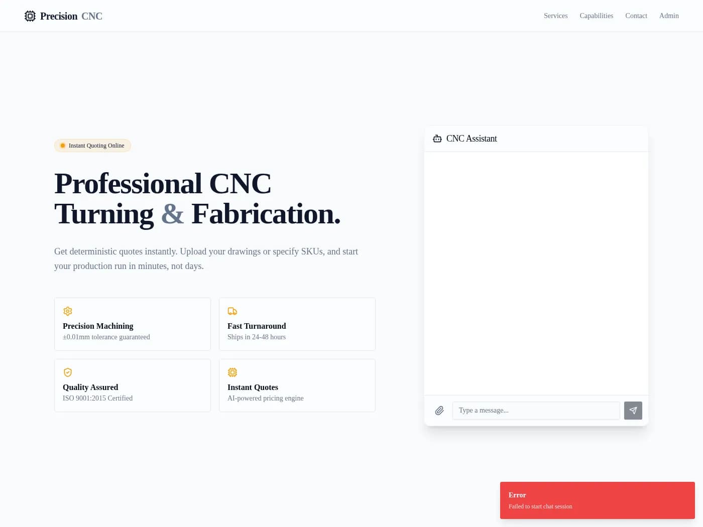 Chat-Driven CNC Workshop Quoting SaaS Platform