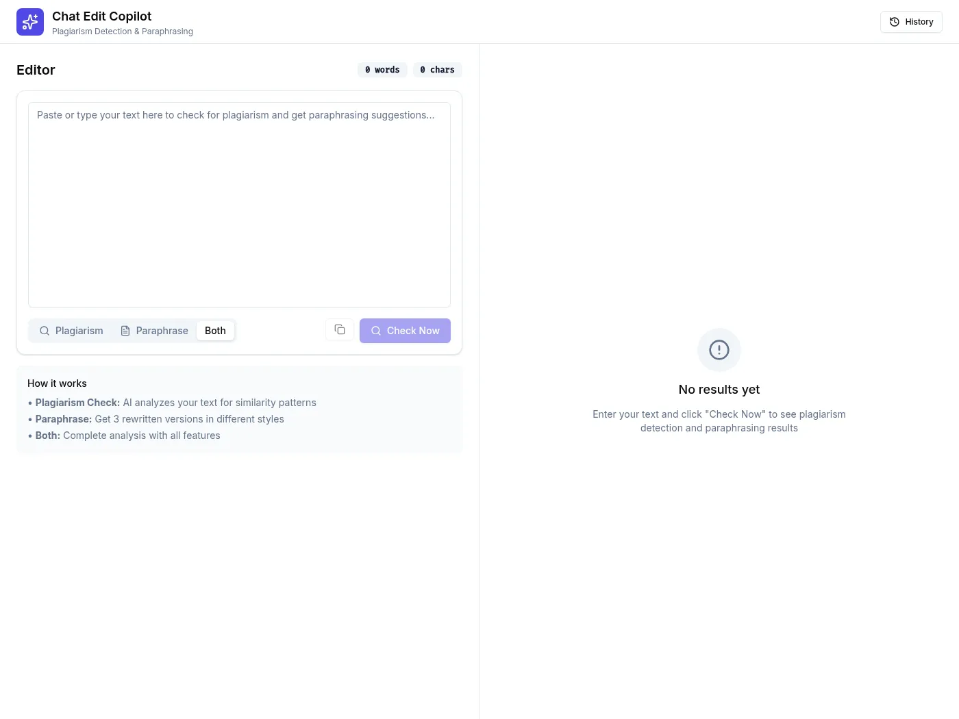 Chat Edit Copilot: Plagiarism Detection & Paraphrasing Tool