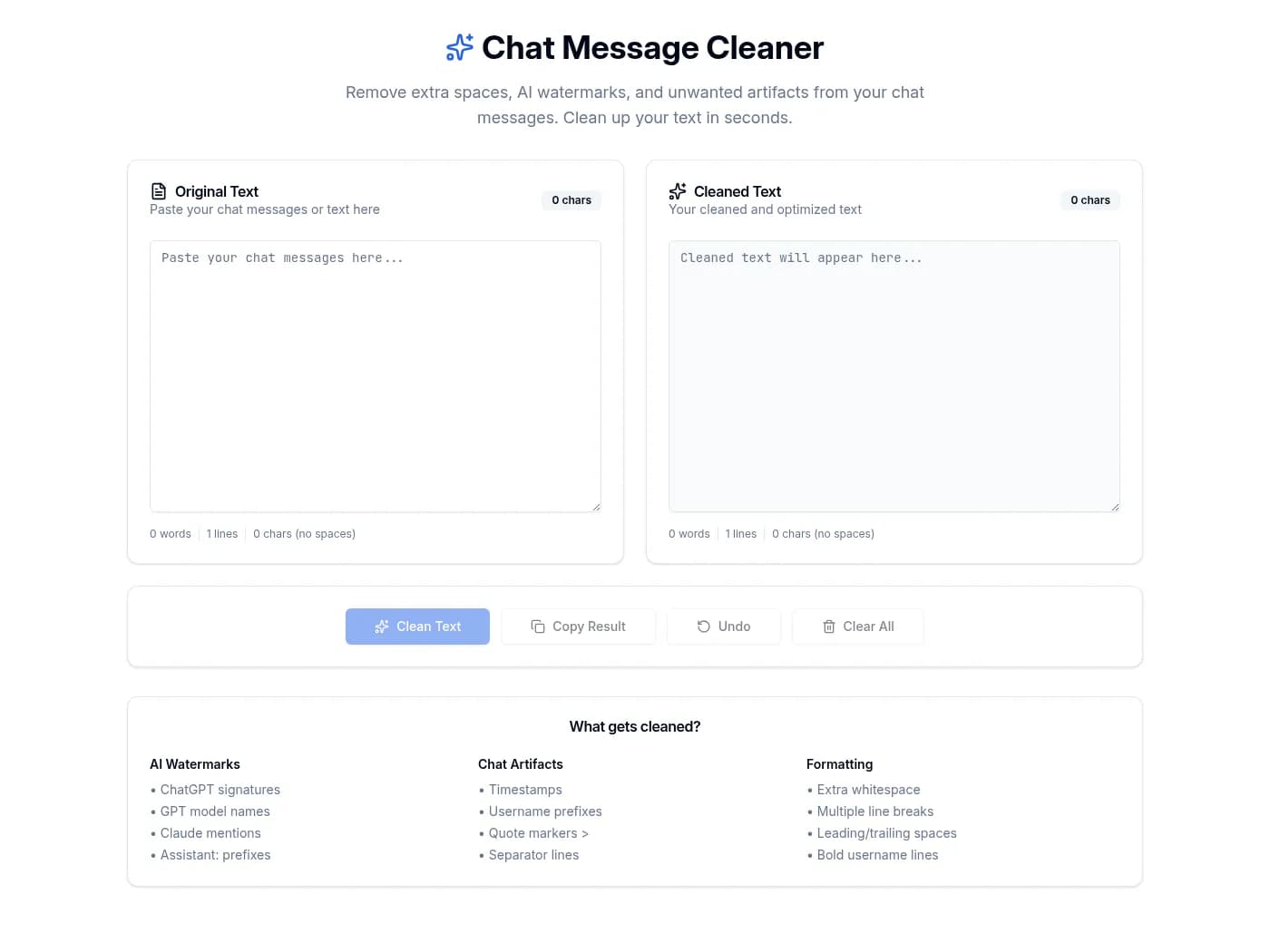 Chat Message Cleaner and Editor