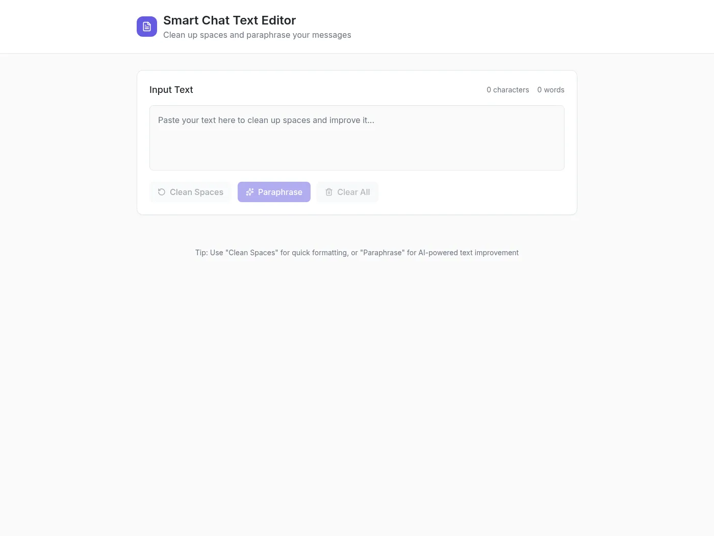 Smart Chat Text Editor and Paraphraser