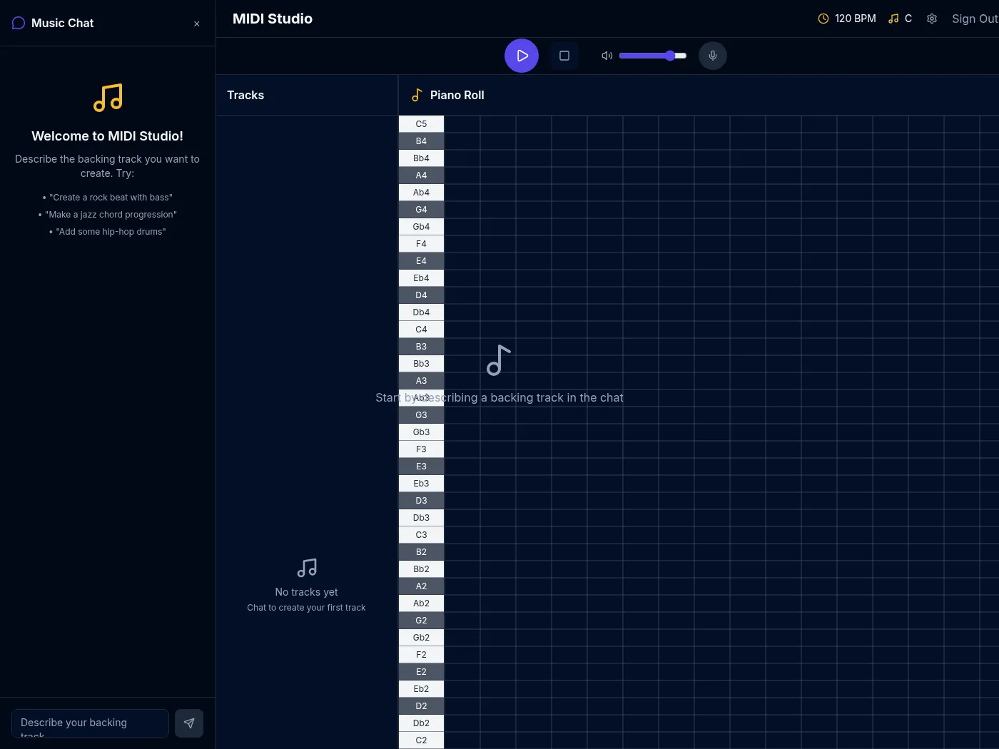 Chat-Driven MIDI Backing Track Generator