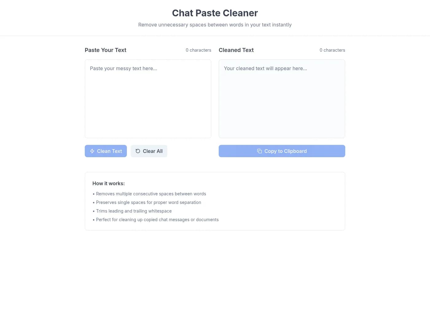 Chat Paste Cleaner: Smart Space Remover