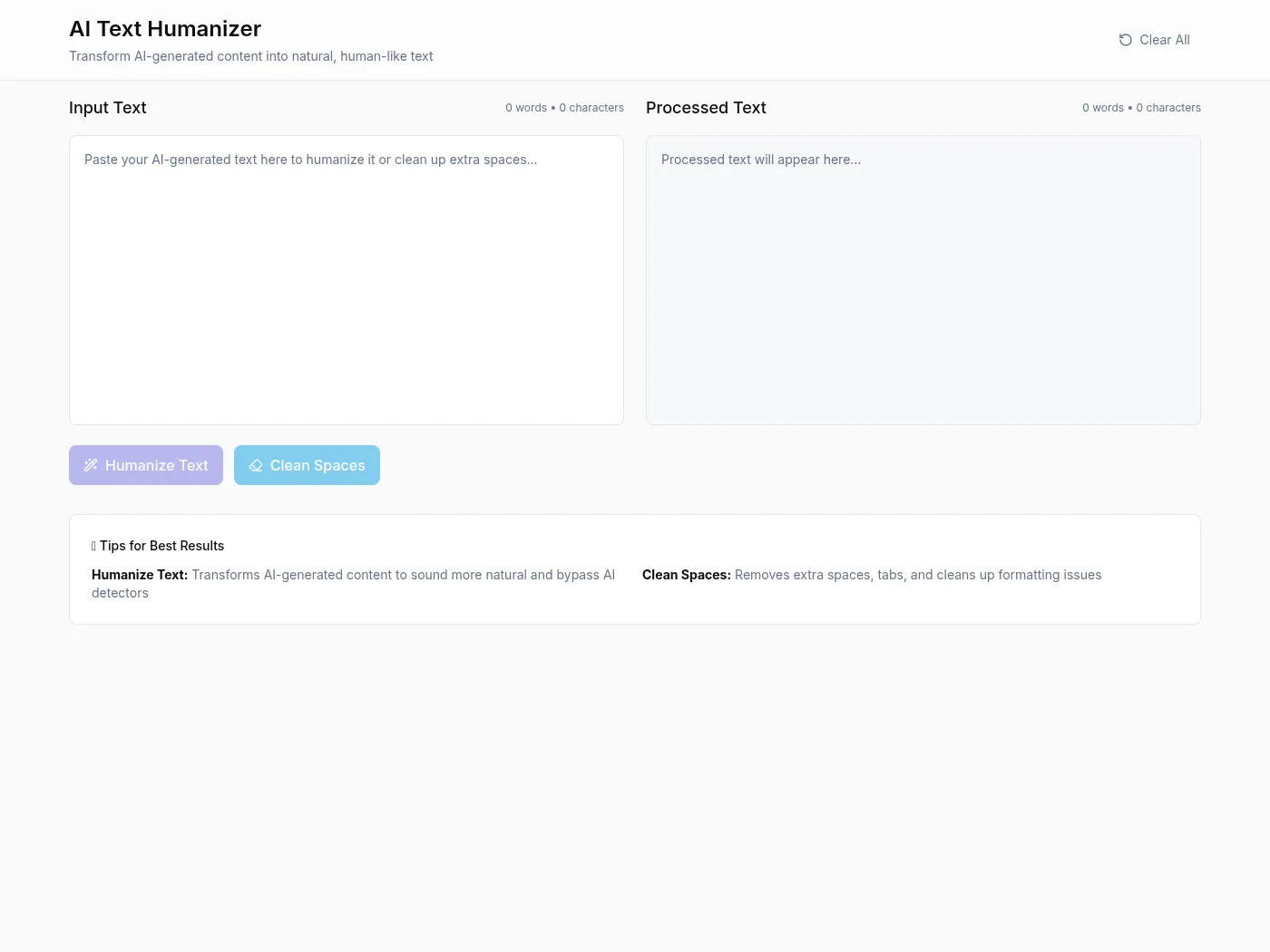 Chat Response Humanizer & AI Text Cleaner