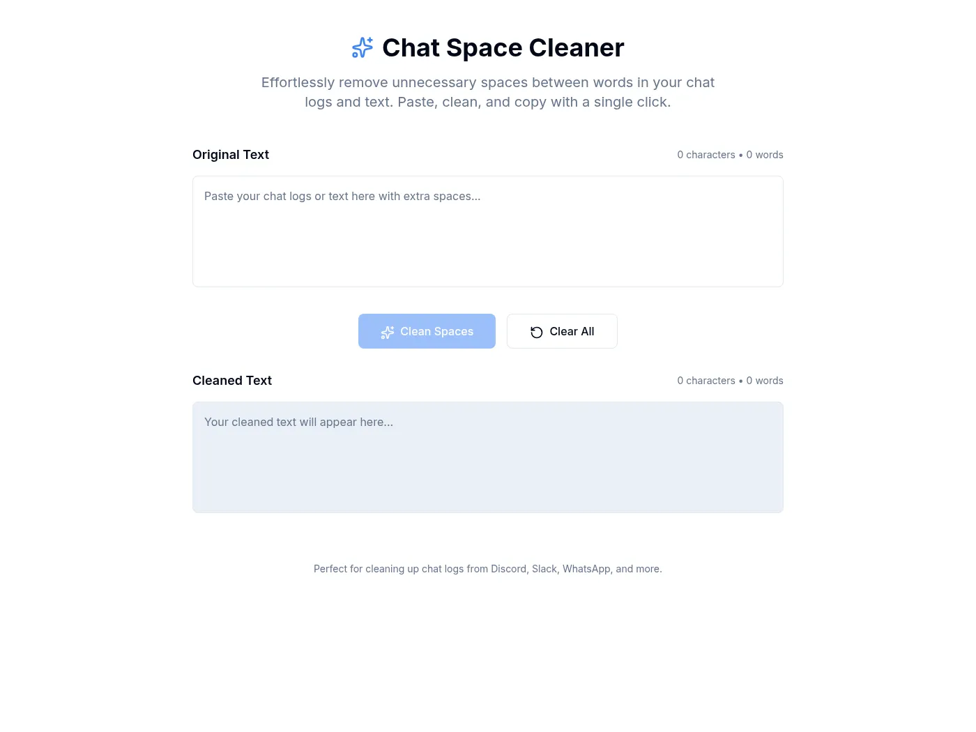 Chat Space Cleaner: Effortless Text De-Sparser for Conversations