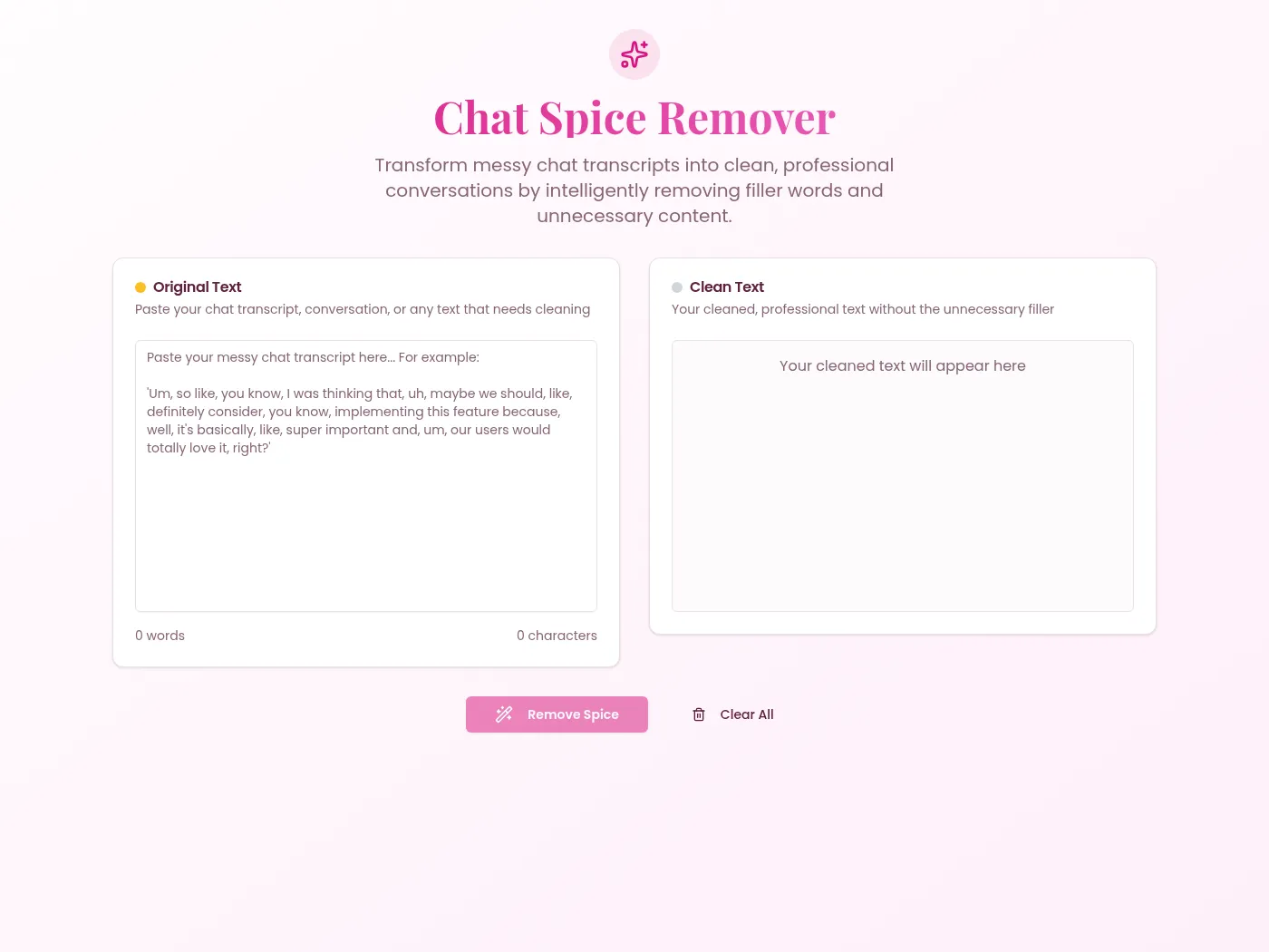 Chat Spice Remover