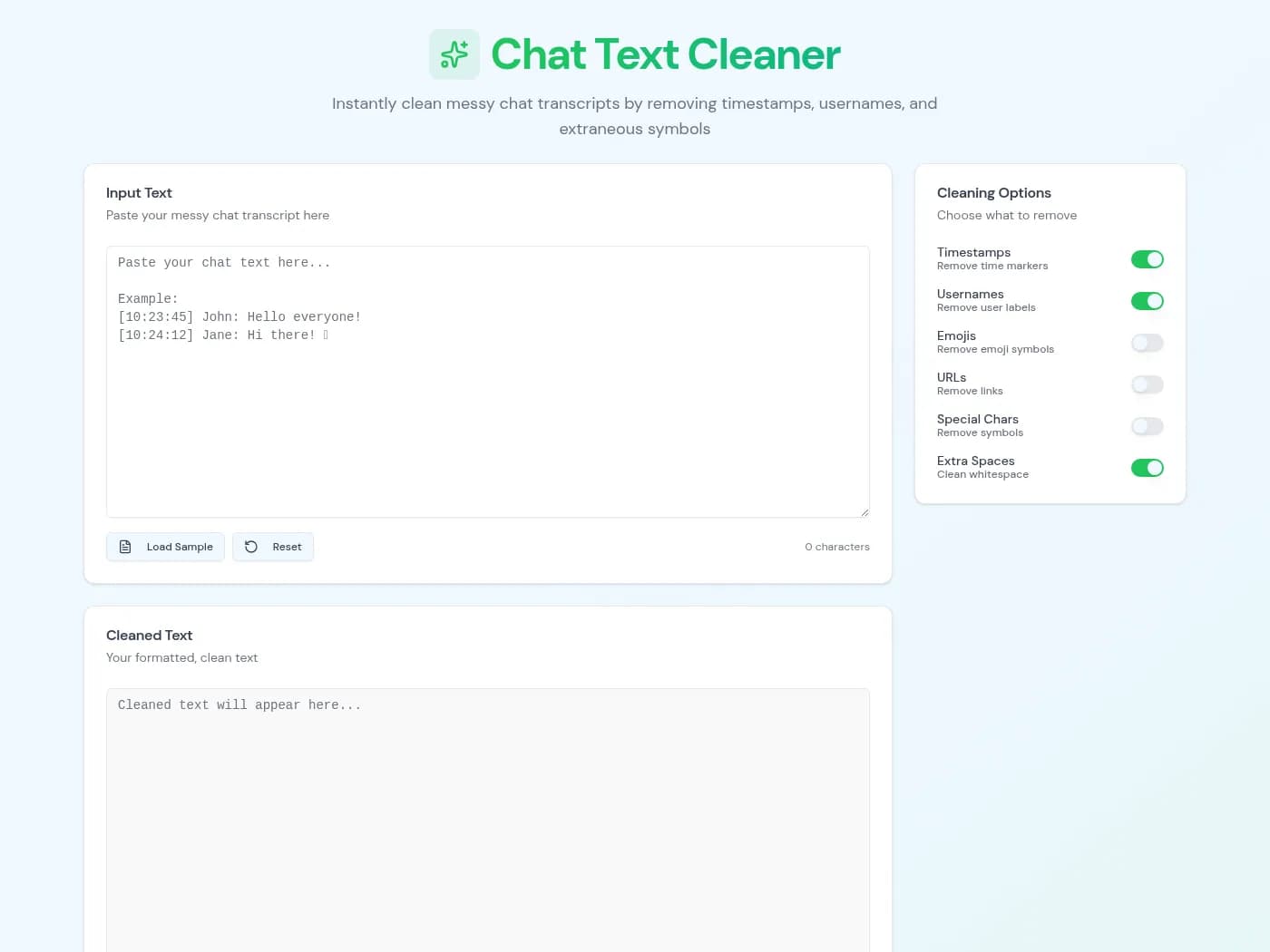Chat Text Cleaner