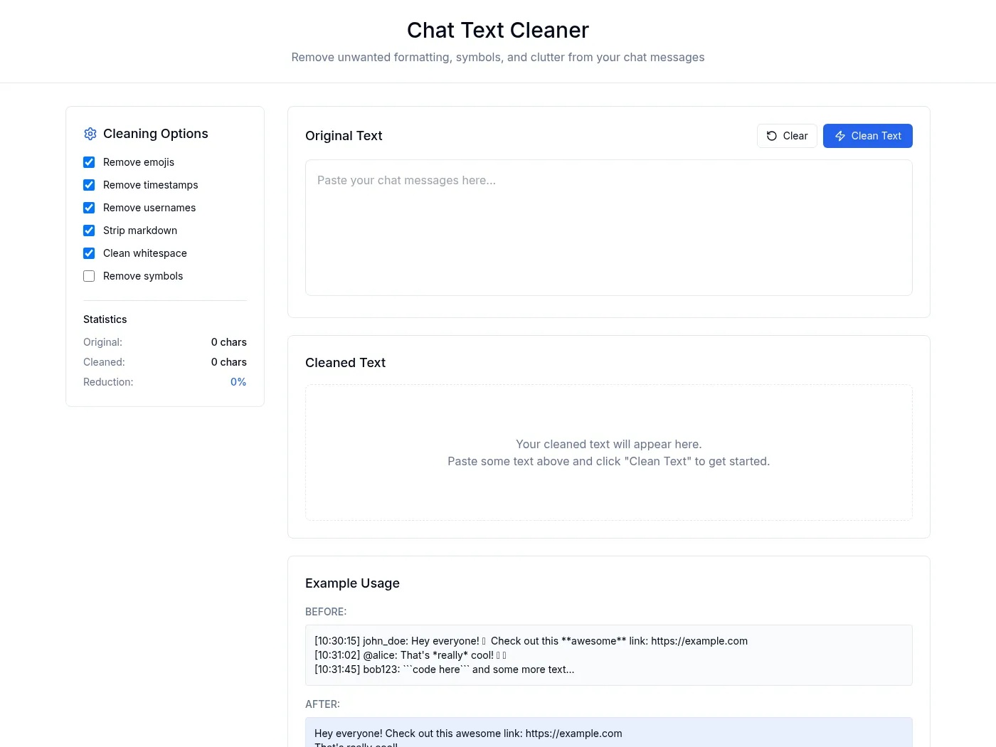 Chat Text Cleaner