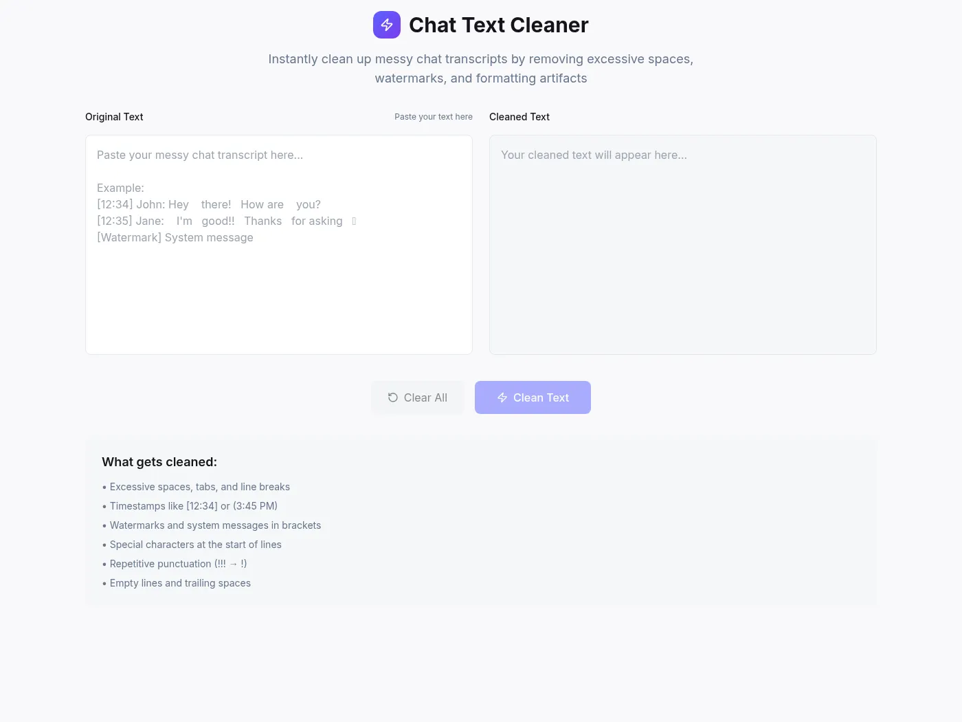 Chat Text Cleaner
