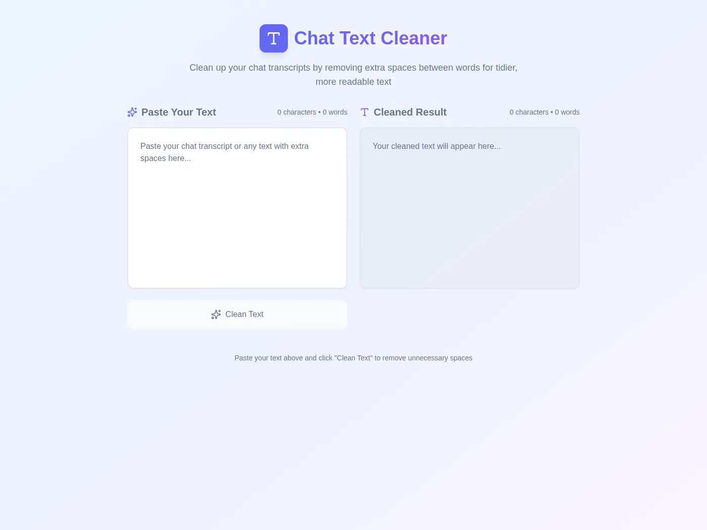Chat Text Cleaner & Spacing Tool