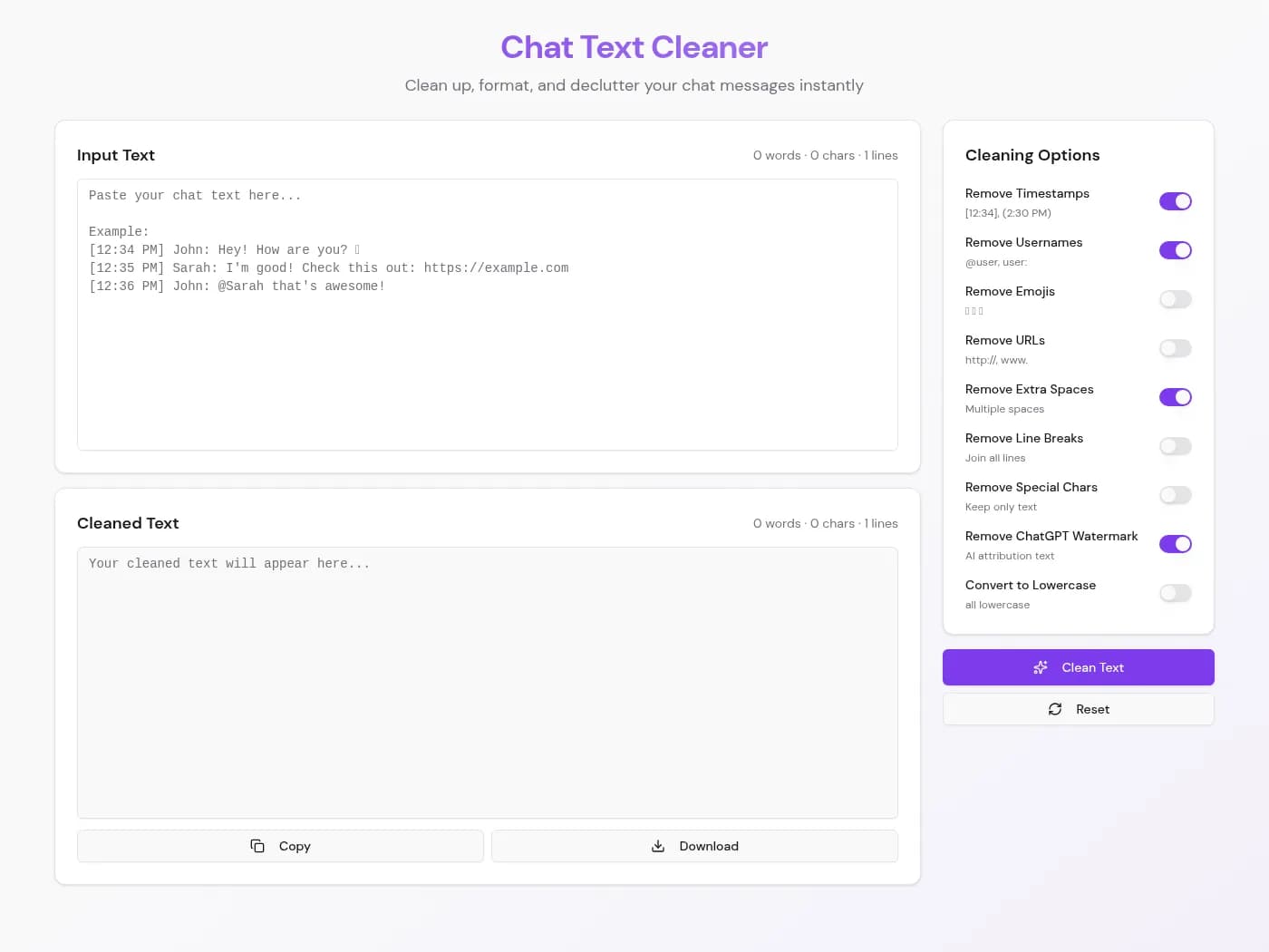 Chat Text Cleaner