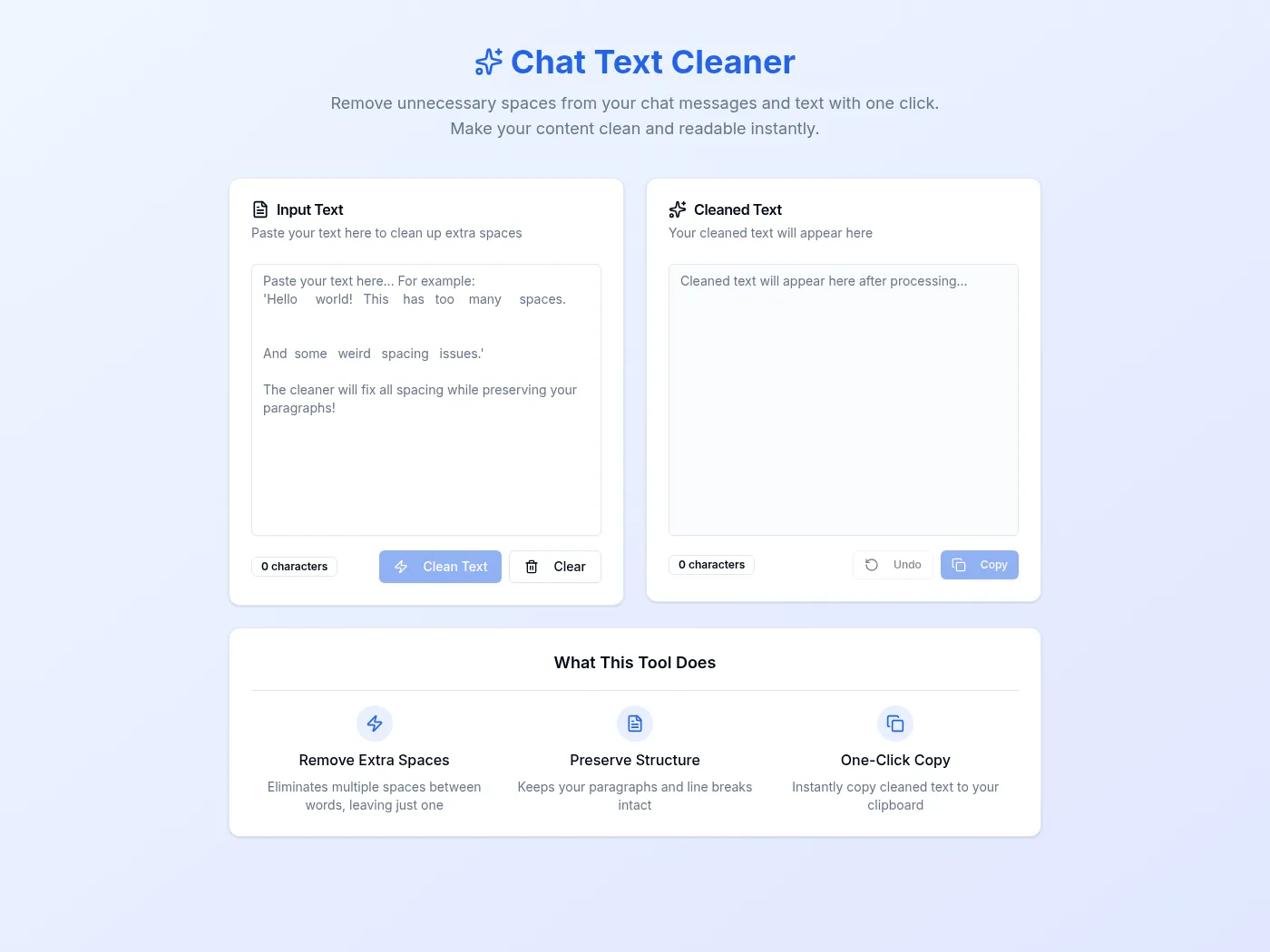 Chat Text Cleaner & Space Remover