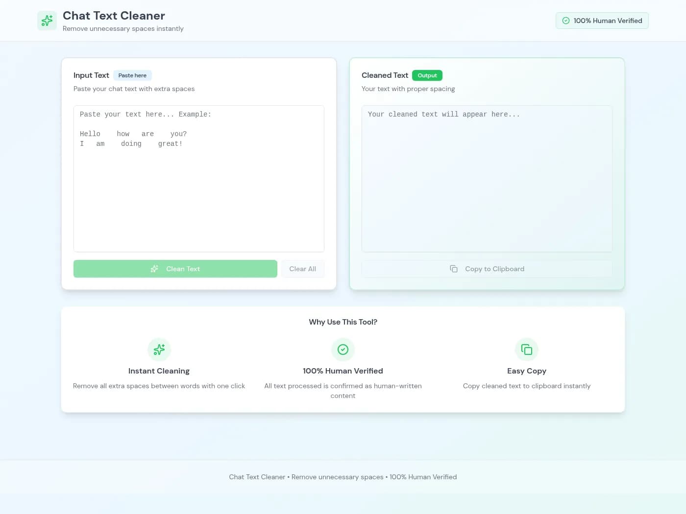Chat Text Cleaner & Authenticity Checker