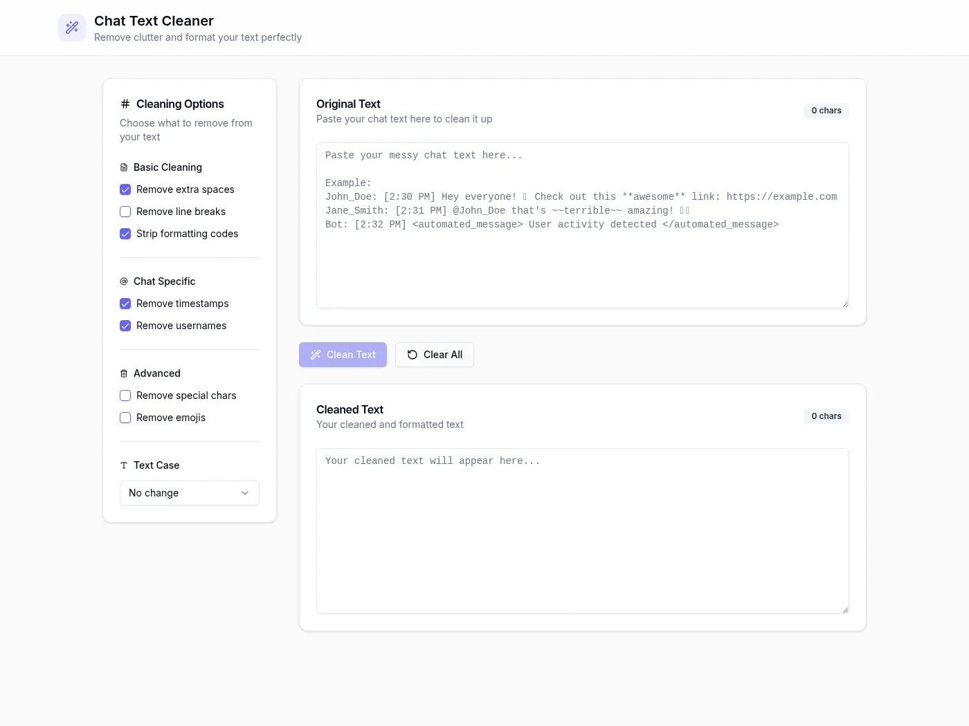 Chat Text Cleaner