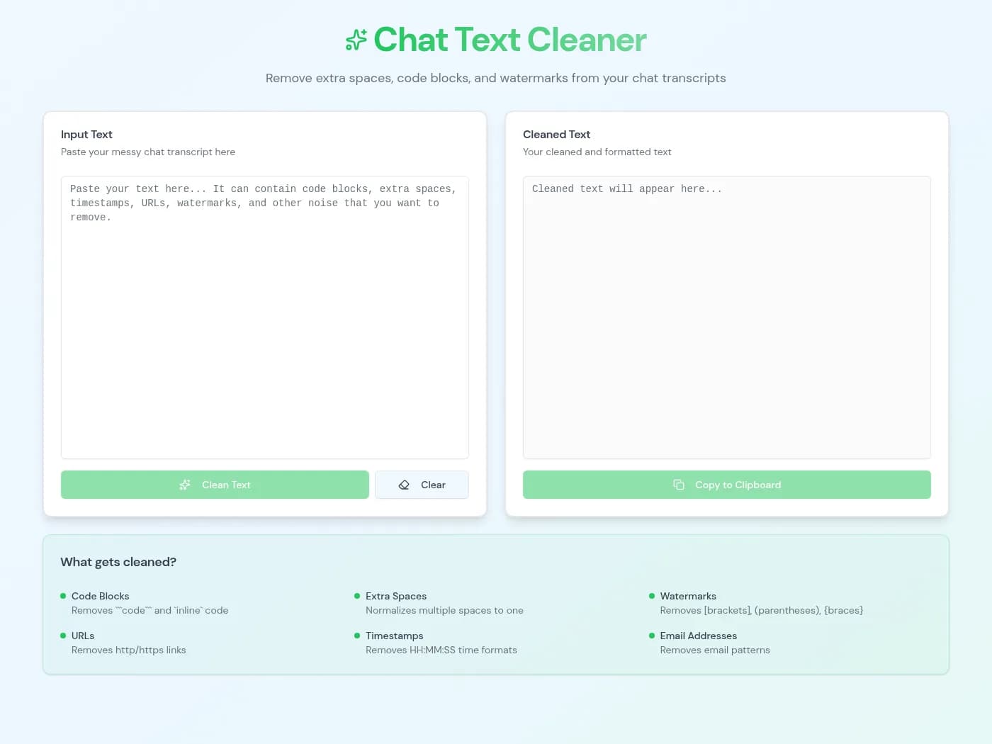 Chat Text Cleaner & Editor