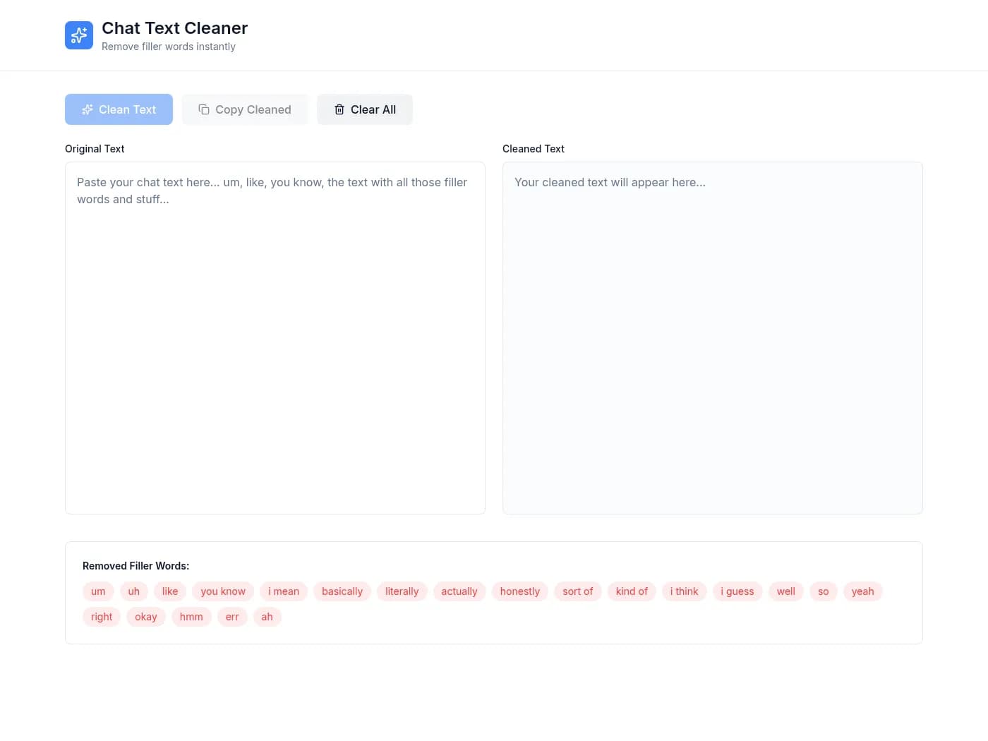 Chat Text Cleaner & Editor