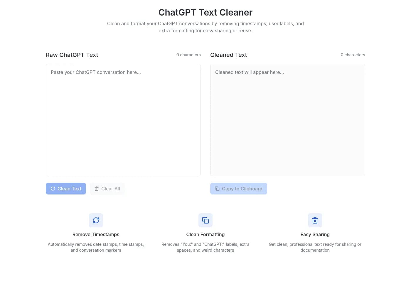 Chat Text Cleaner for ChatGPT