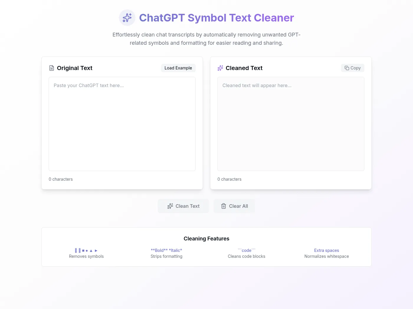 ChatGPT Symbol Text Cleaner