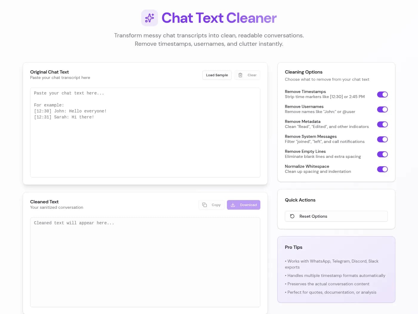 Chat Text Cleaner