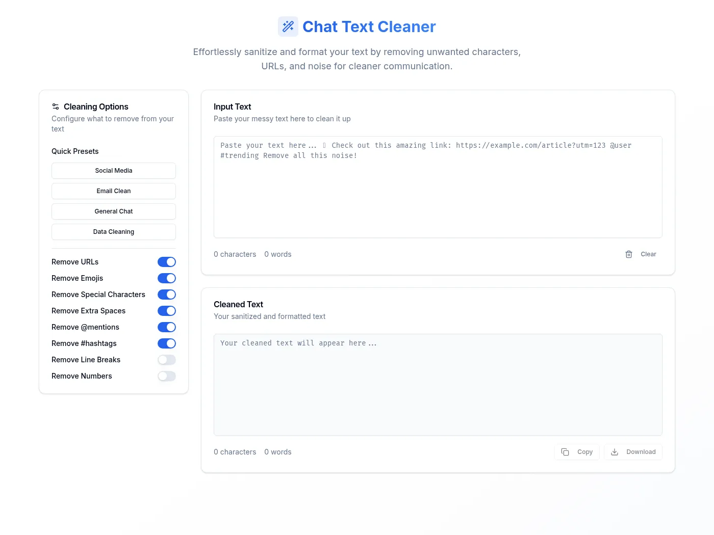 Chat Text Cleaner Tool