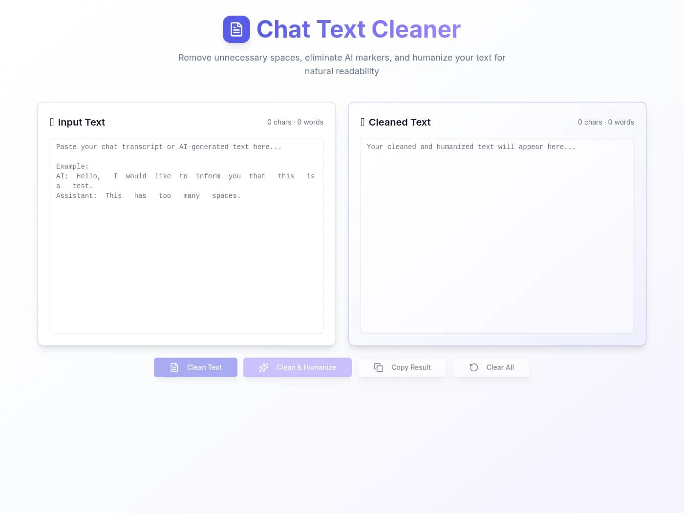 Chat Text Cleaner & Humanizer