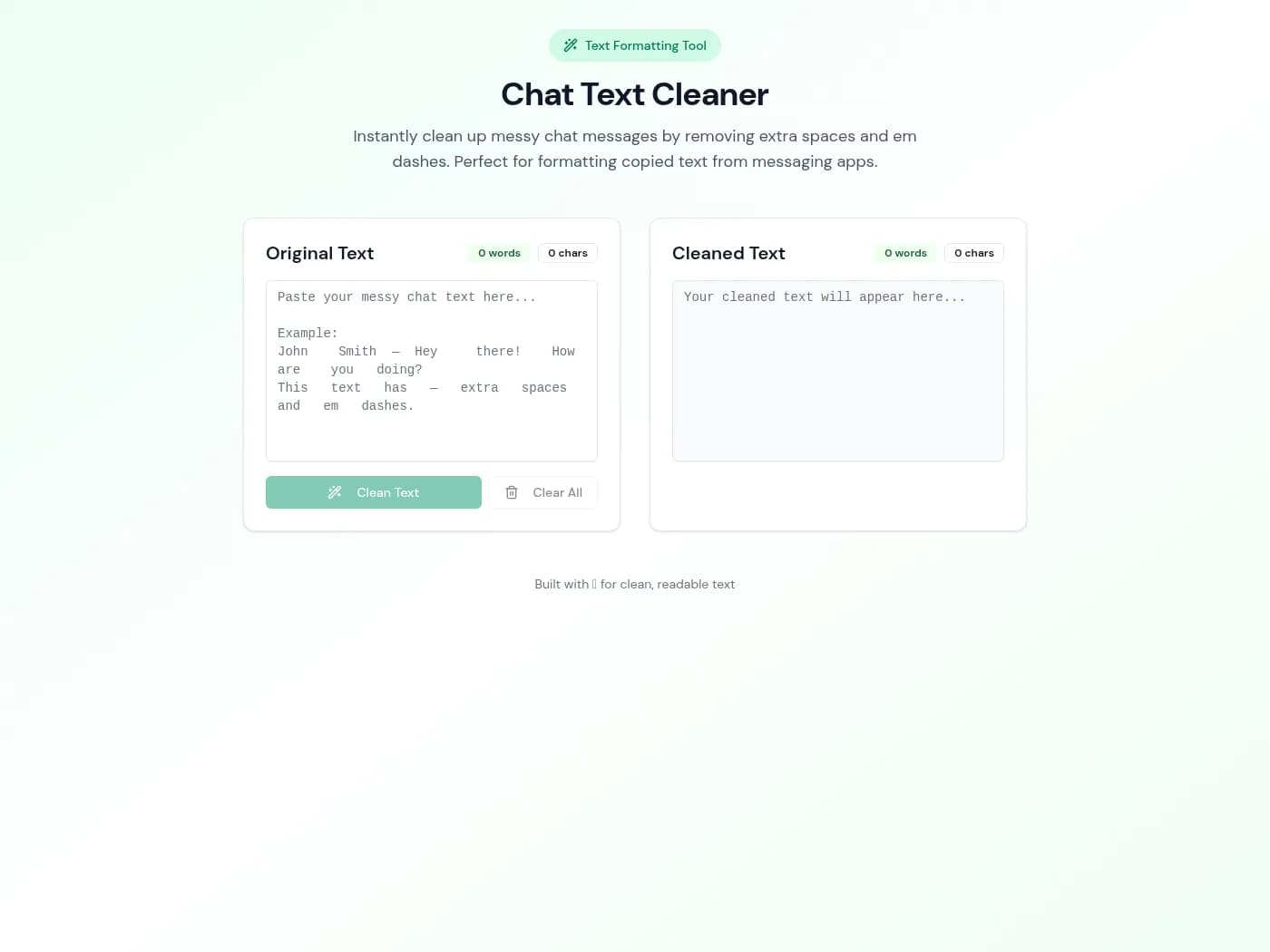 Chat Text Cleaner & Formatter
