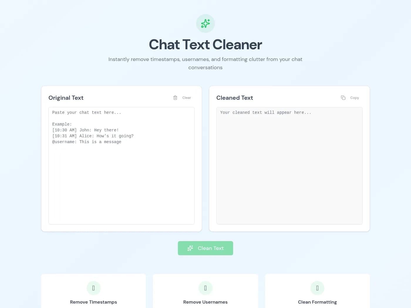Chat Text Cleaner Tool
