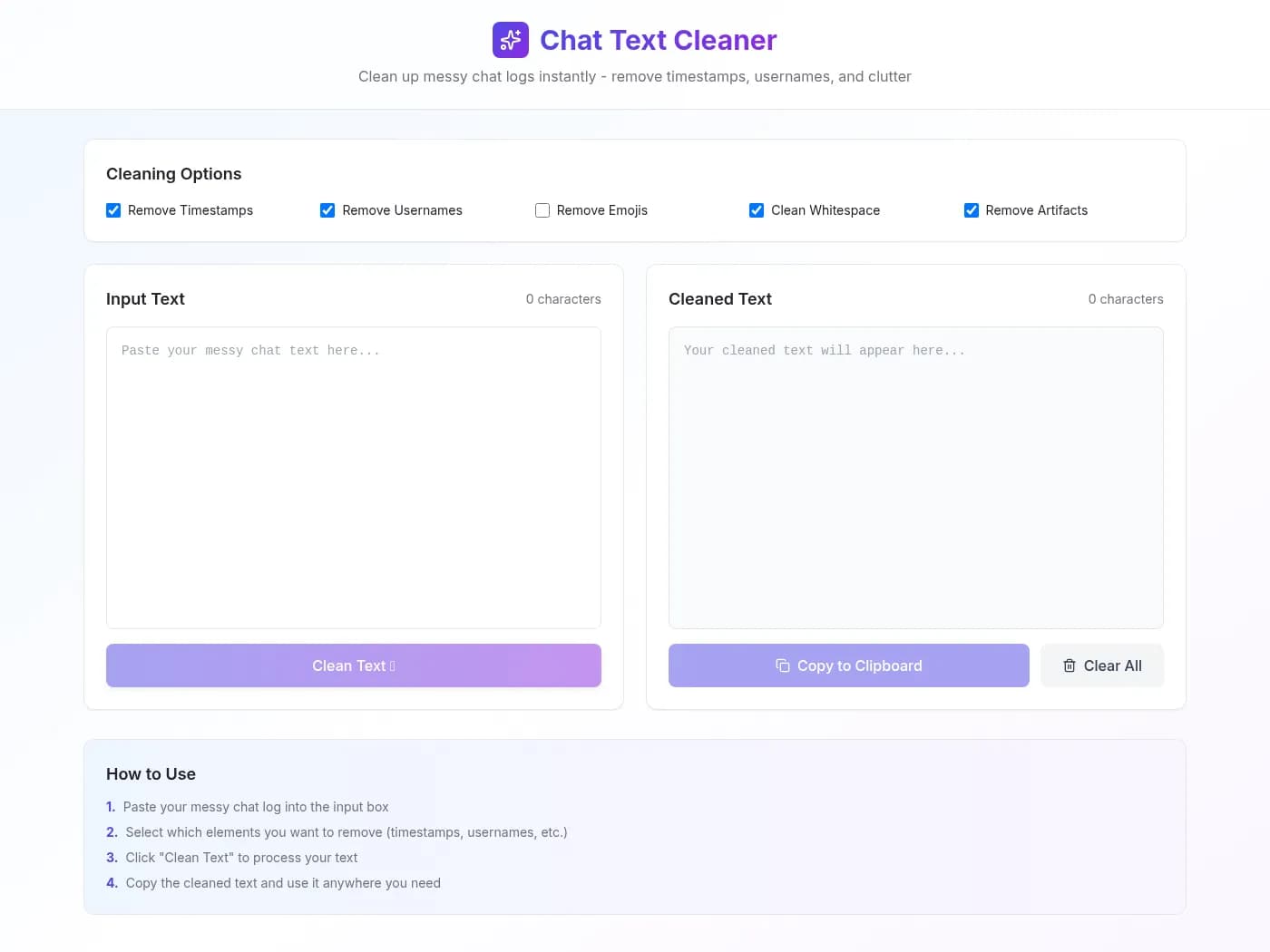 Chat Text Cleaner