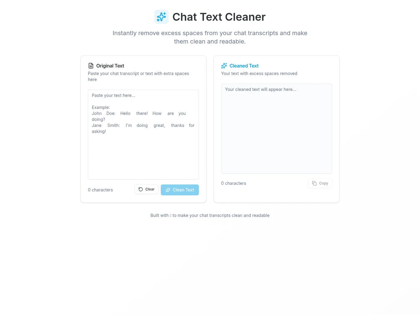 Chat Text Cleaner and Space Remover