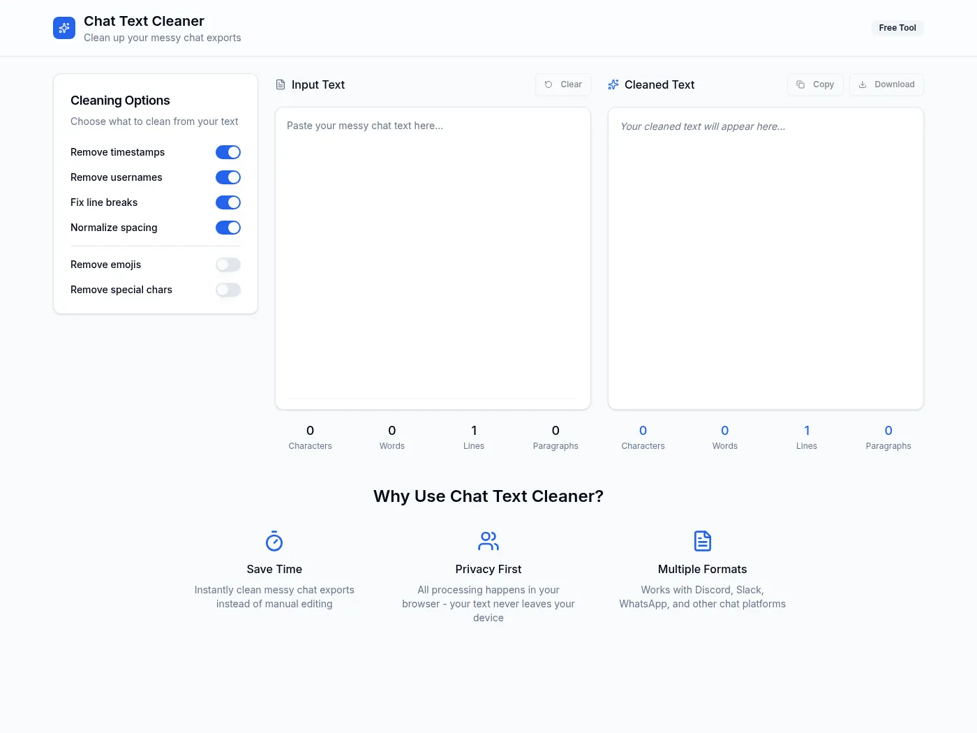 Chat Text Cleaner