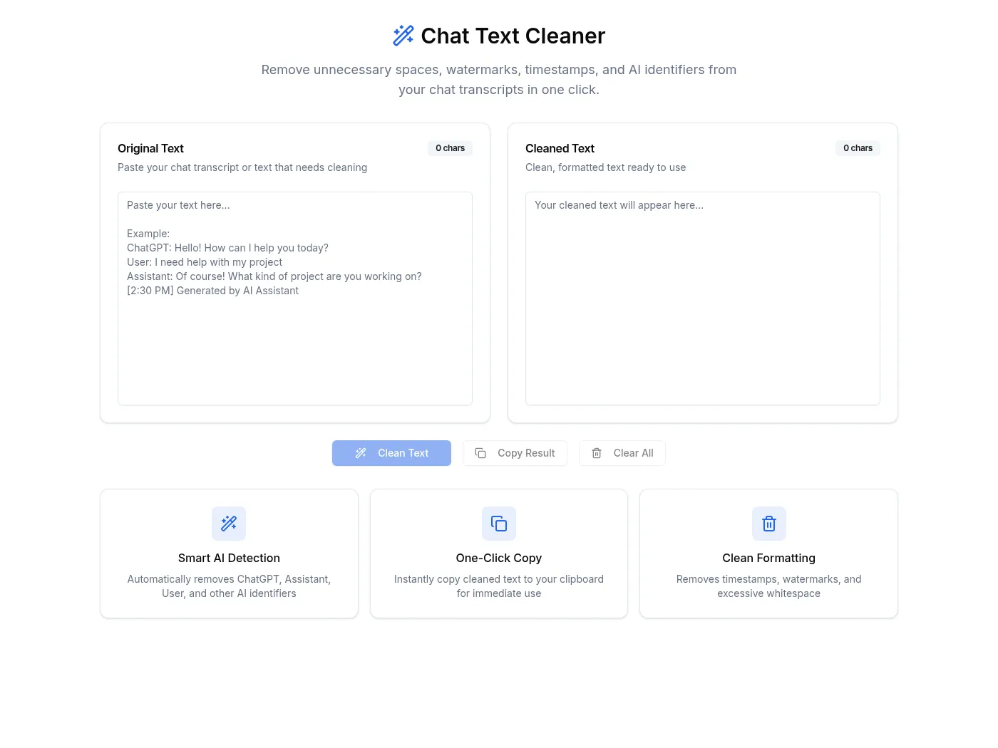 Chat Text Cleaner and Formatter