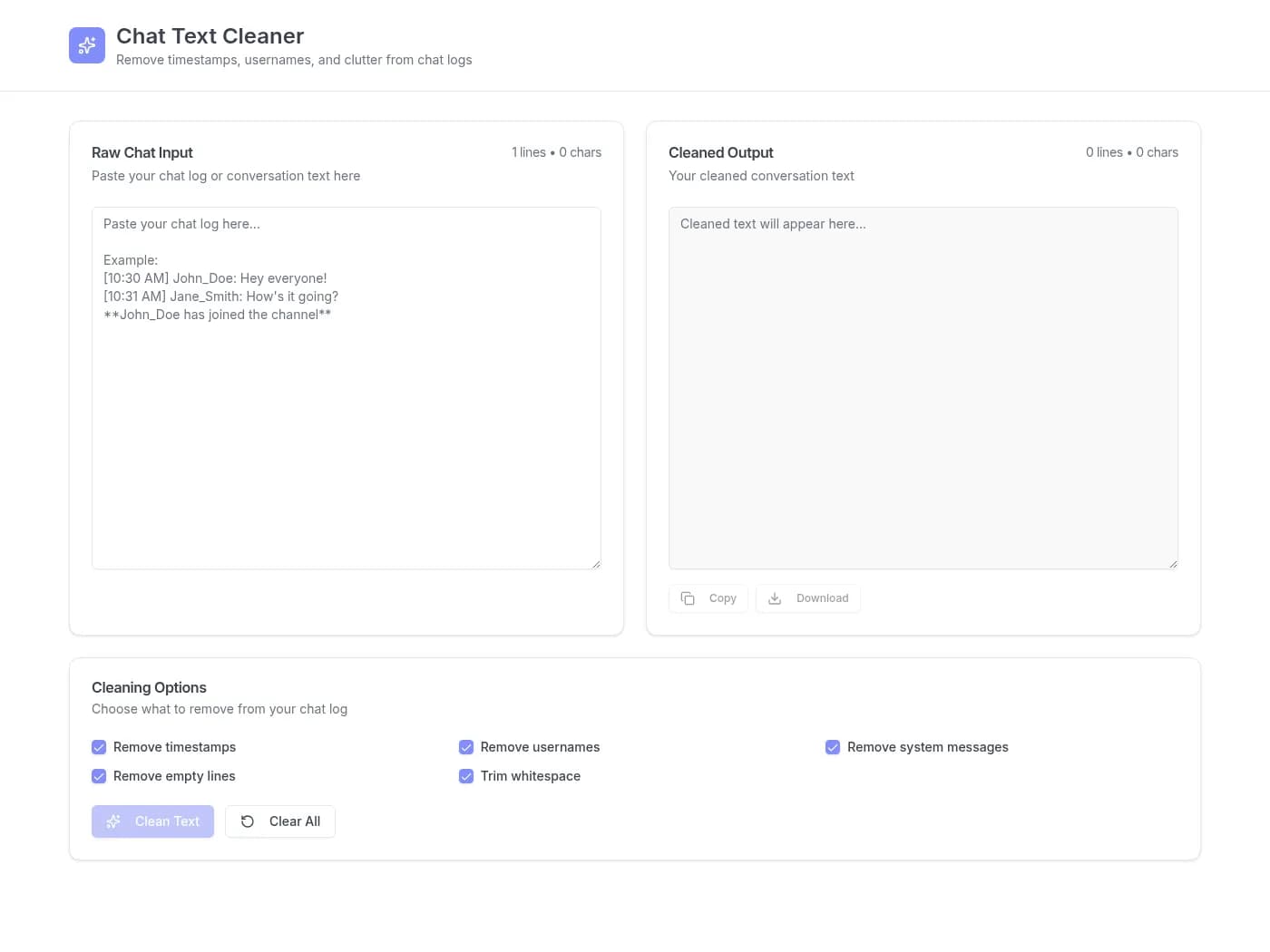 Chat Text Cleaner Utility