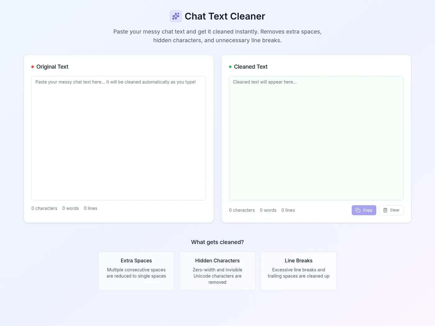 Chat Text Cleaner & Formatter