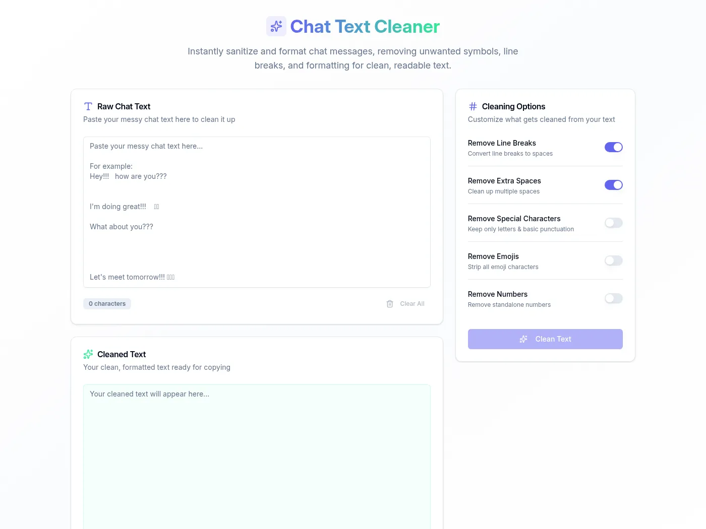 Chat Text Cleaner