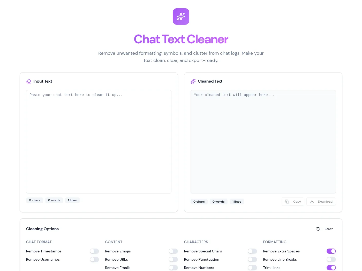 Chat Text Cleaner Utility