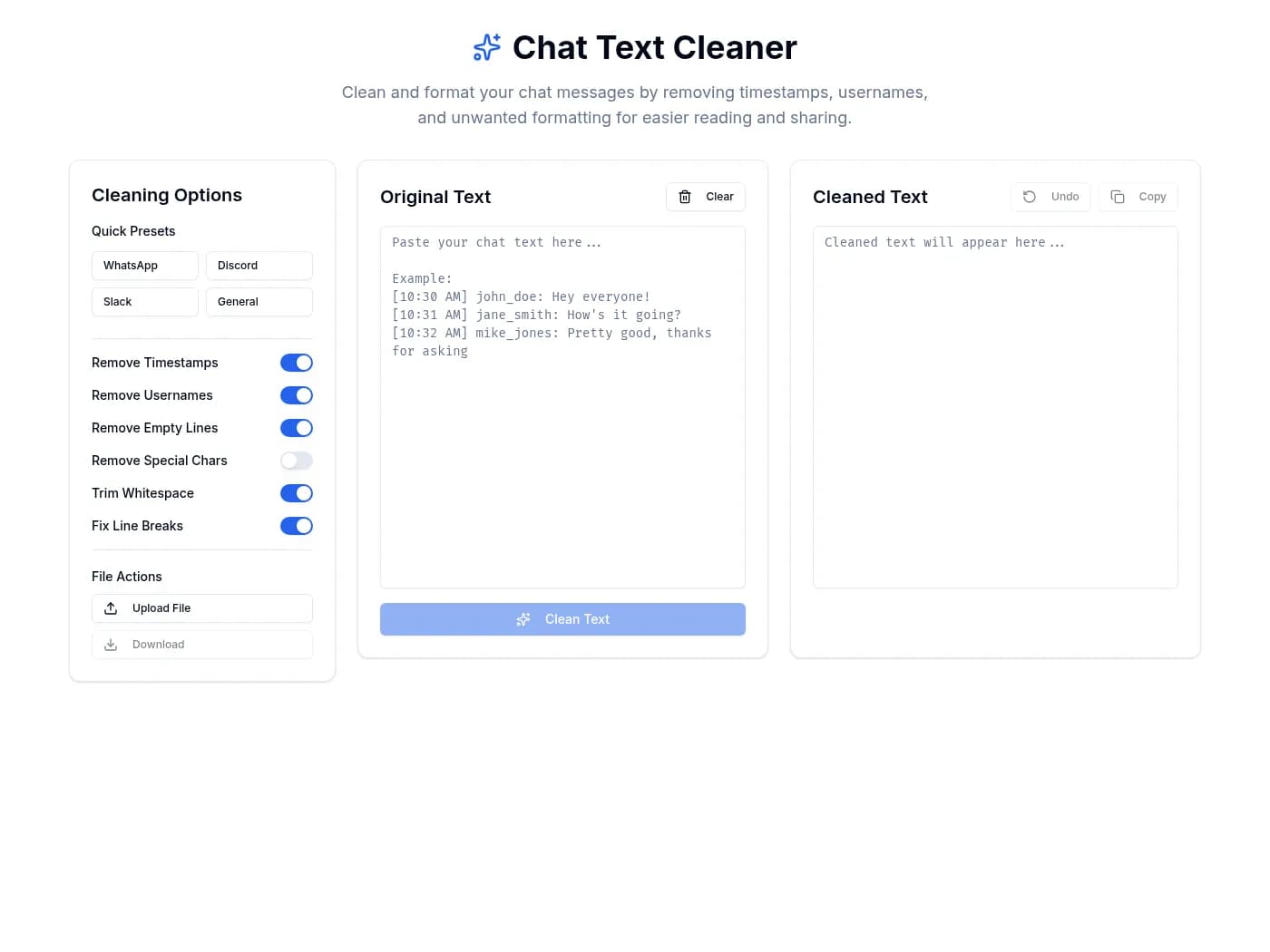 Chat Text Cleaner