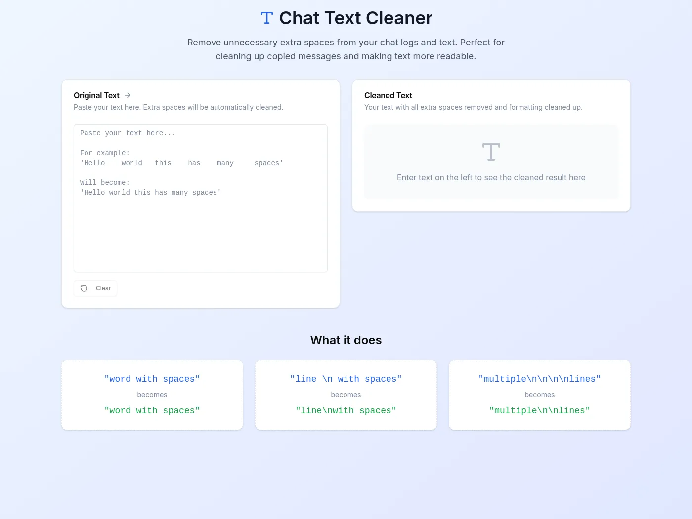 Chat Text Cleaner & Space Remover