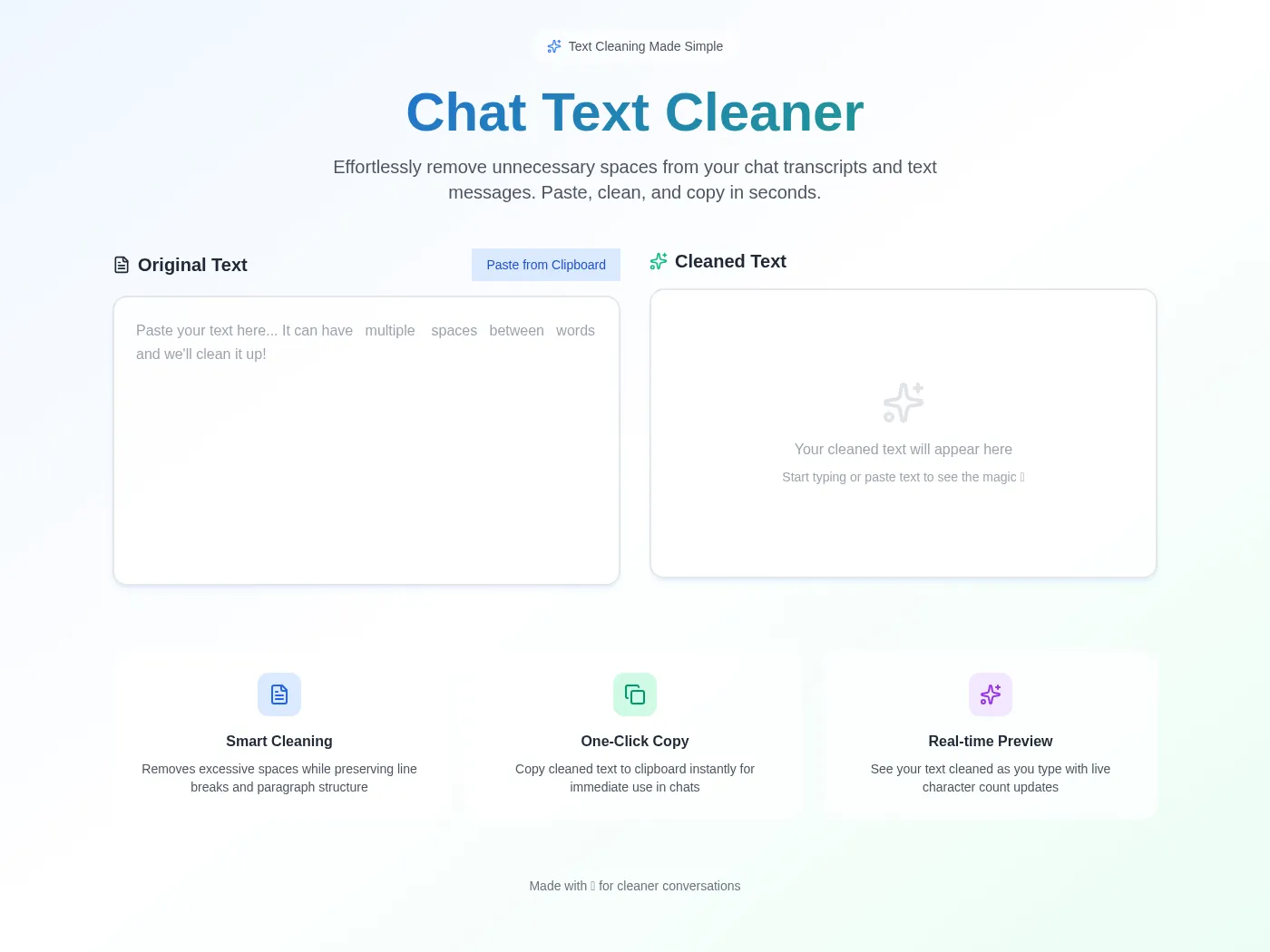 Chat Text Cleaner & Space Remover