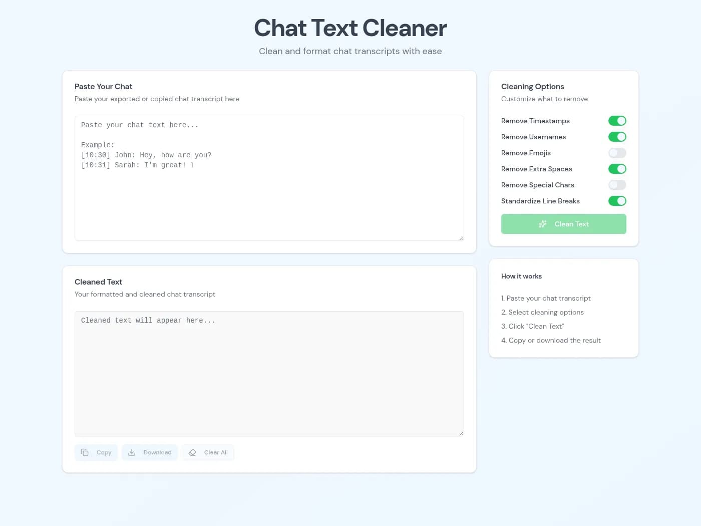 Chat Text Cleaner