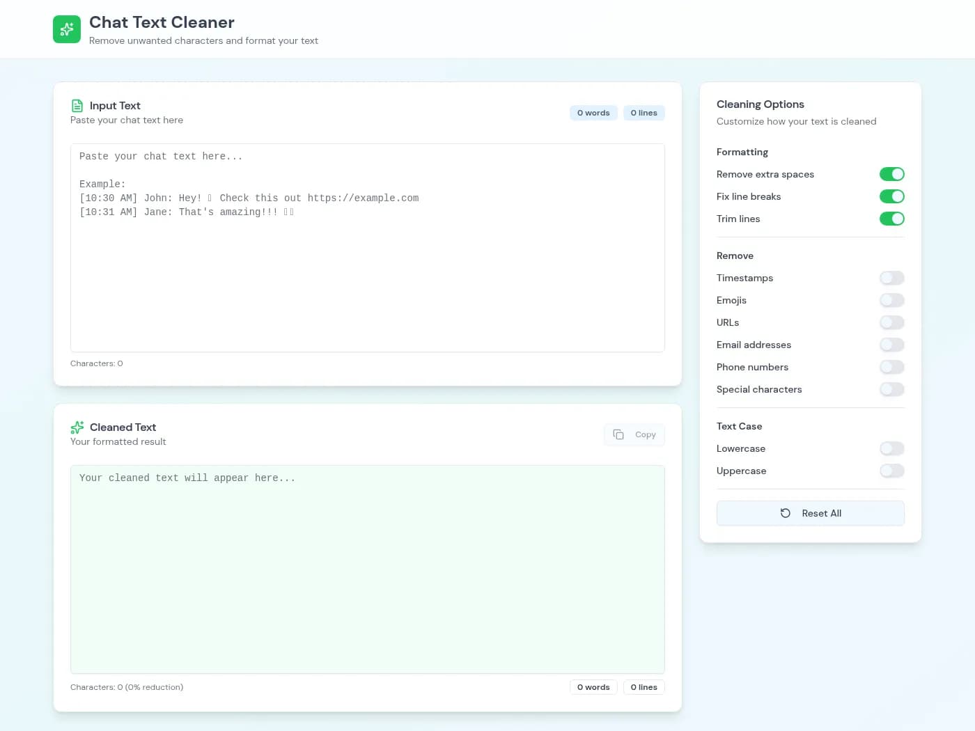 Chat Text Cleaner
