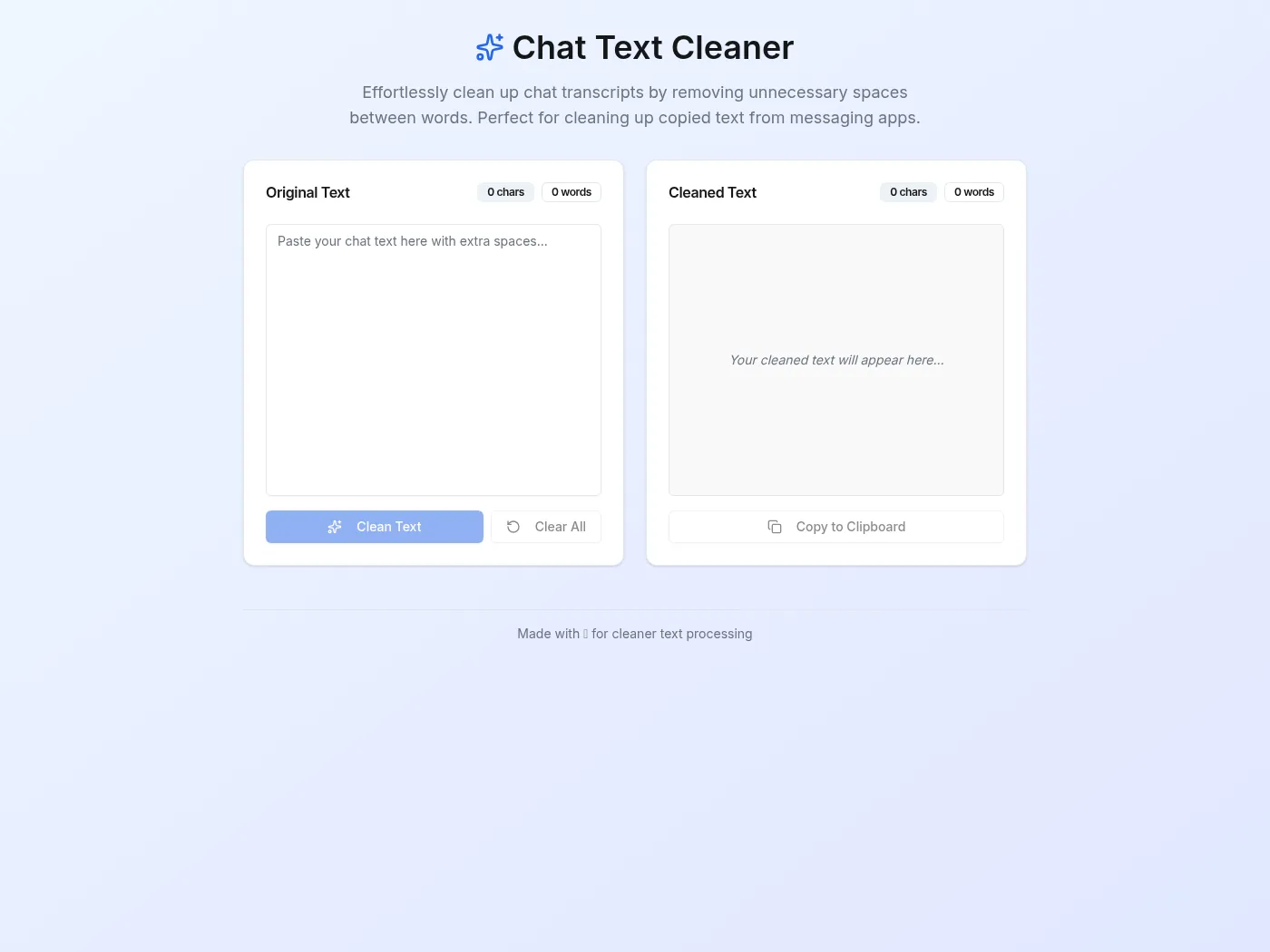 Chat Text Cleaner Tool