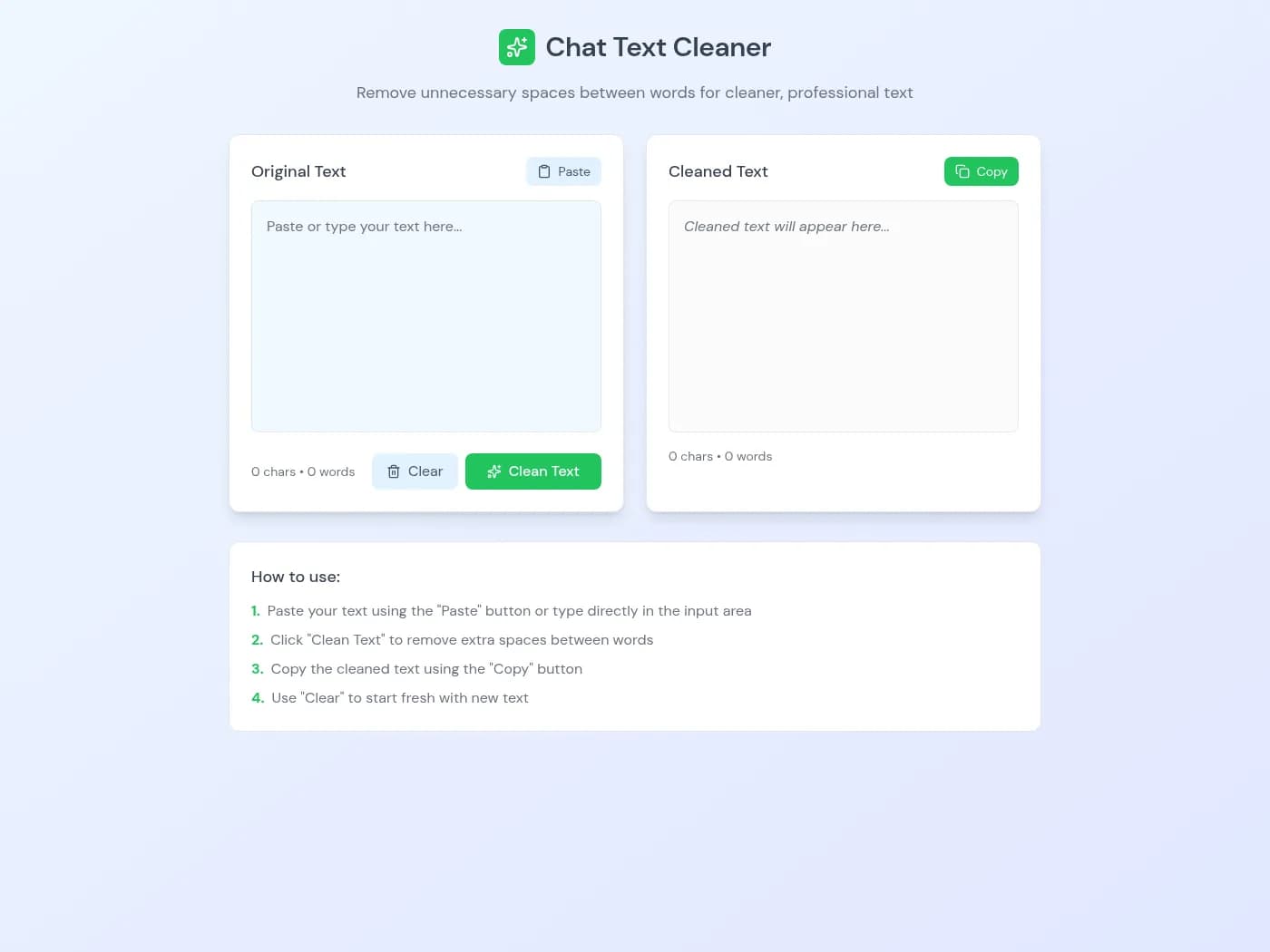 Chat Text Cleaner Tool