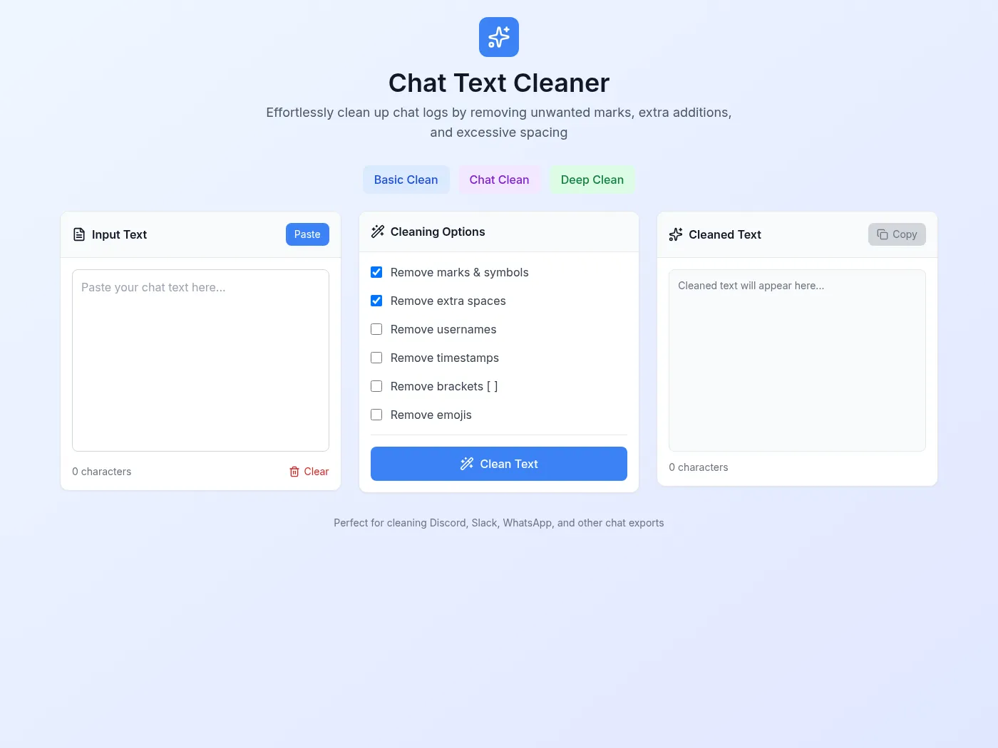Chat Text Cleaner Tool