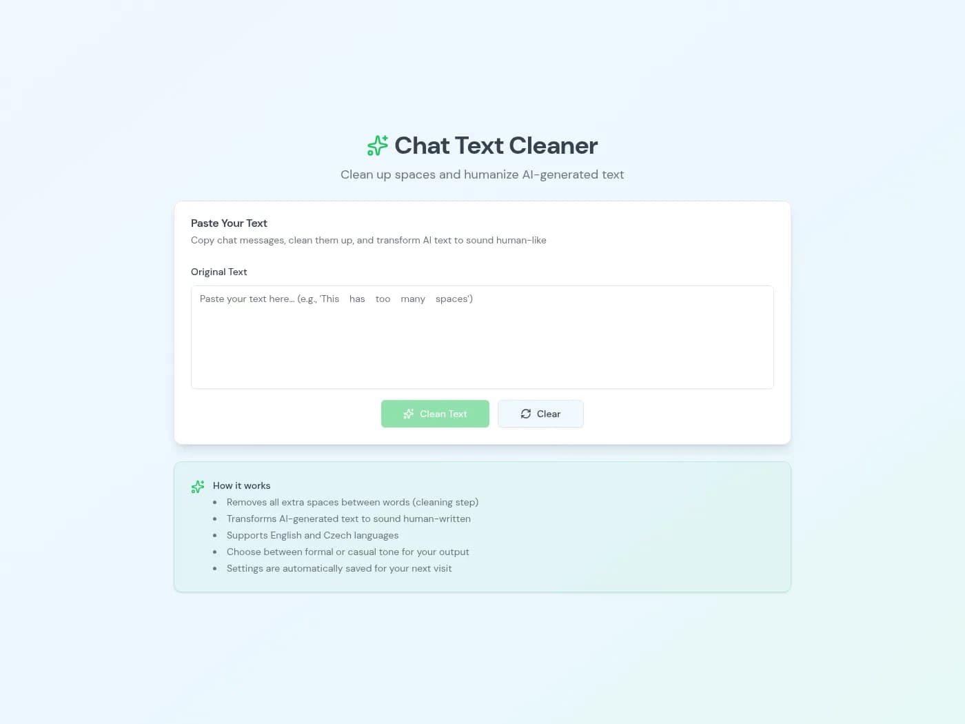 Chat Text Cleaner Tool