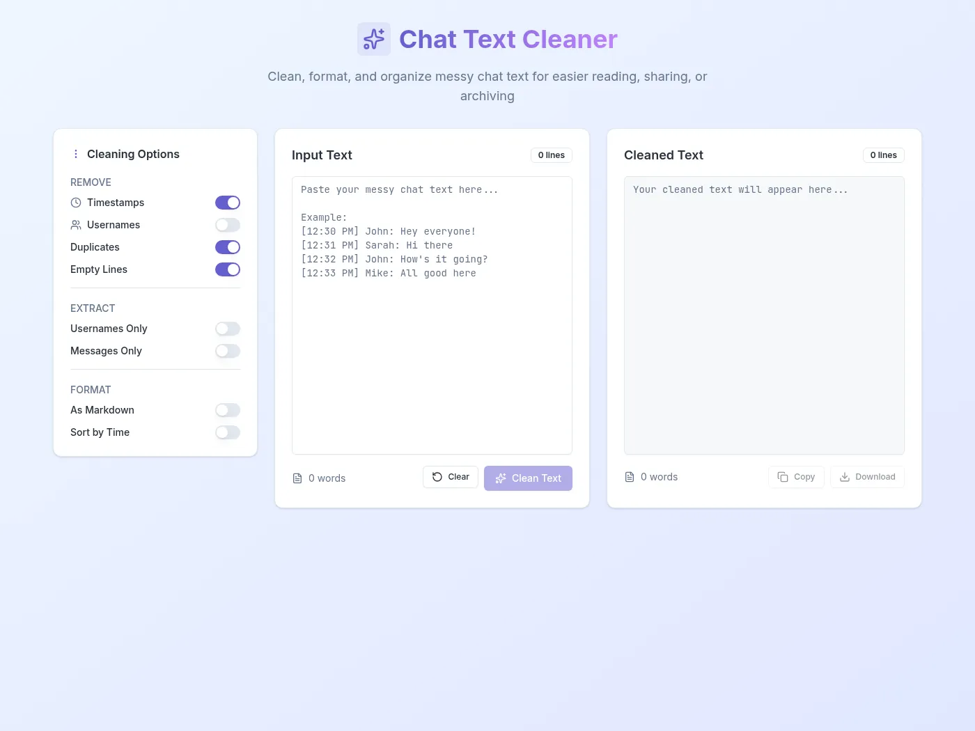 Chat Text Cleaner