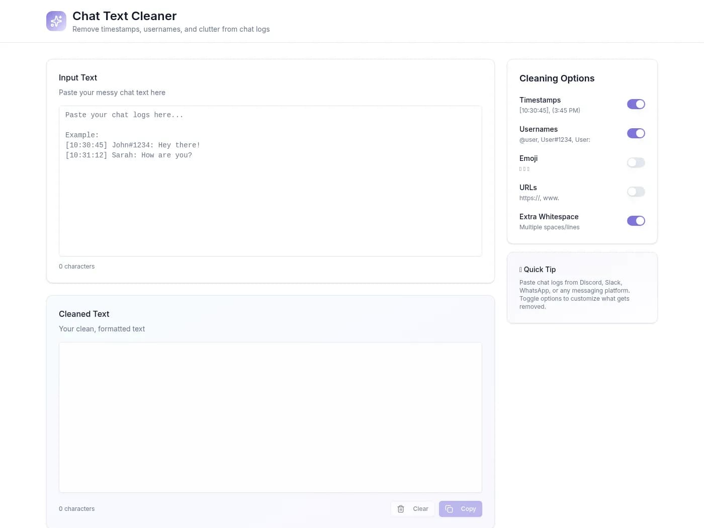 Chat Text Cleaner