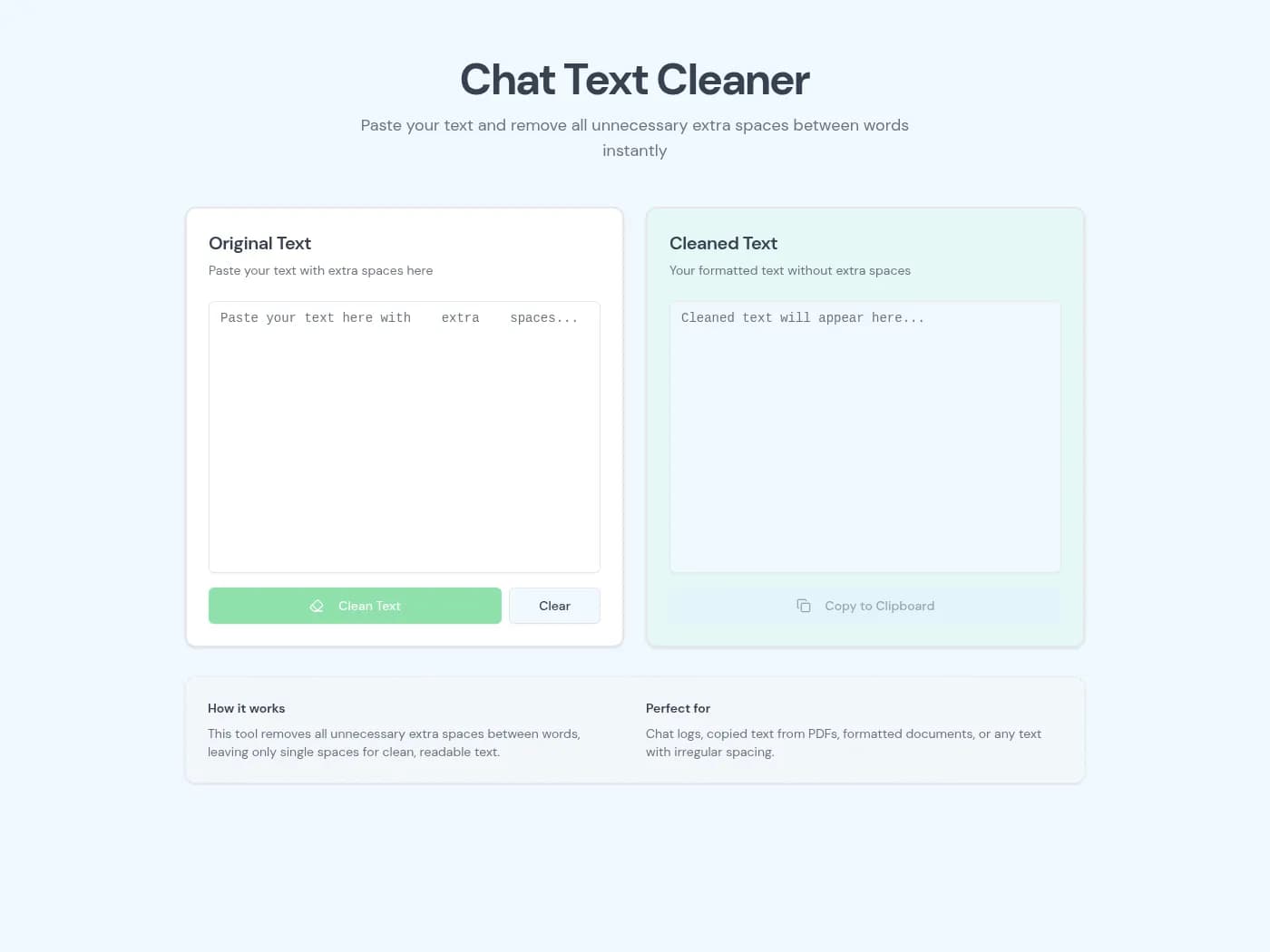 Chat Text Cleaner and Formatter Tool