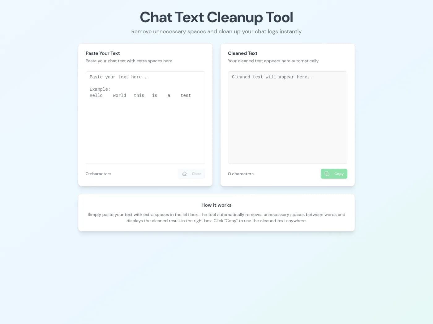 Chat Text Cleanup Tool