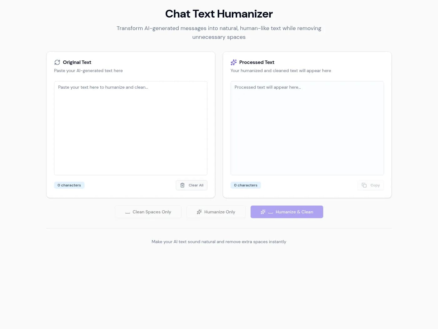 Chat Text Humanizer and Space Cleaner